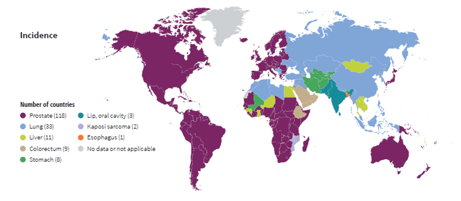 Cancer in Men: Prostate Cancer is #1 for 118 Countries Globally ...