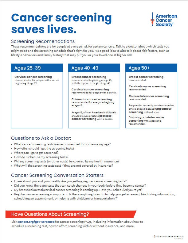 Cancer Screening | Resources and FAQ | American Cancer Society