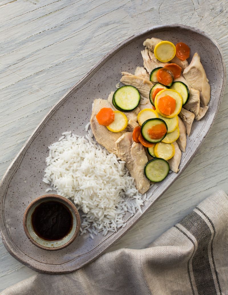 Steamed Chicken with Vegetables and Rice | Healthy Recipes | American ...